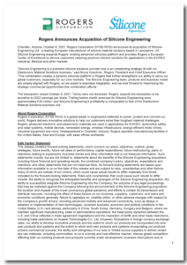 Rogers Acquires Silicone Engineering for Stategic Growth